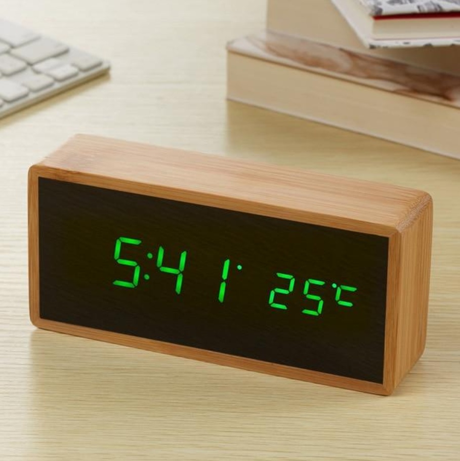 Bamboo Wood LED Alarm Clock - Kōōihaus